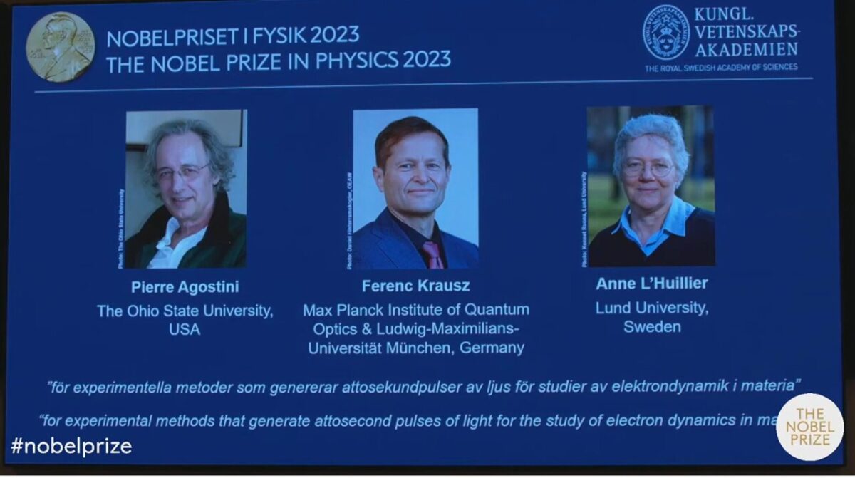 The Nobel Prize in Physics 2023 is shared between three scientists - Buzzer